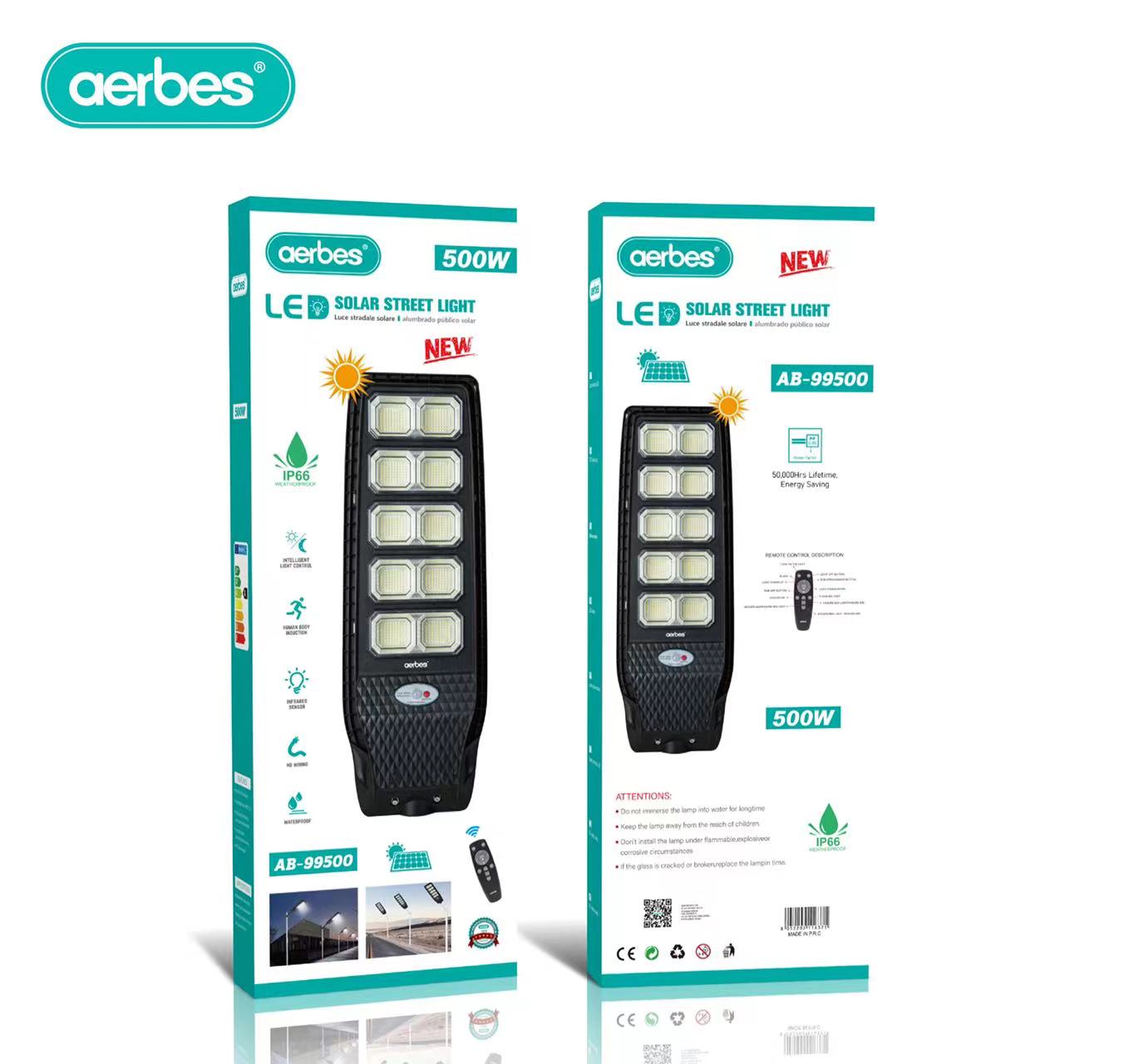 Aerbes AB-99500 LED Solar Powered Street Light 500W With Remote Contro ...