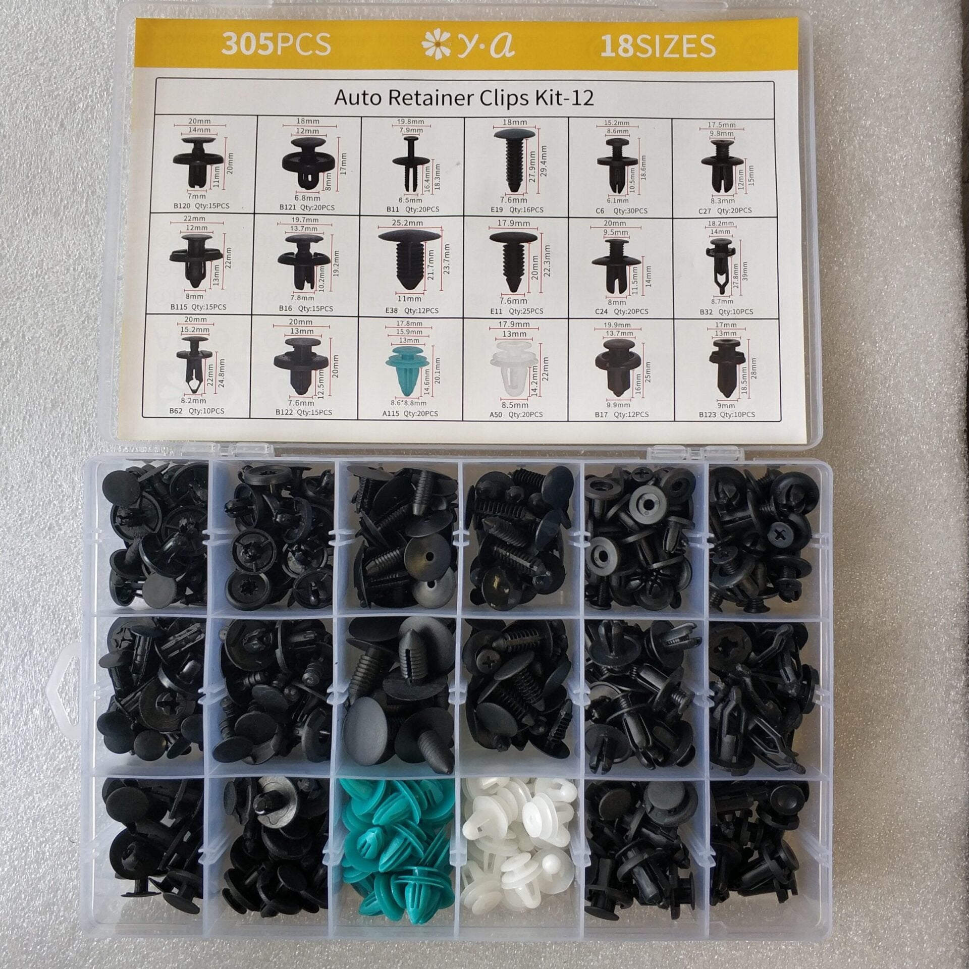 305 pcs 18 Types Plastic Car Body Push Pin Fastener Clip Kit ...