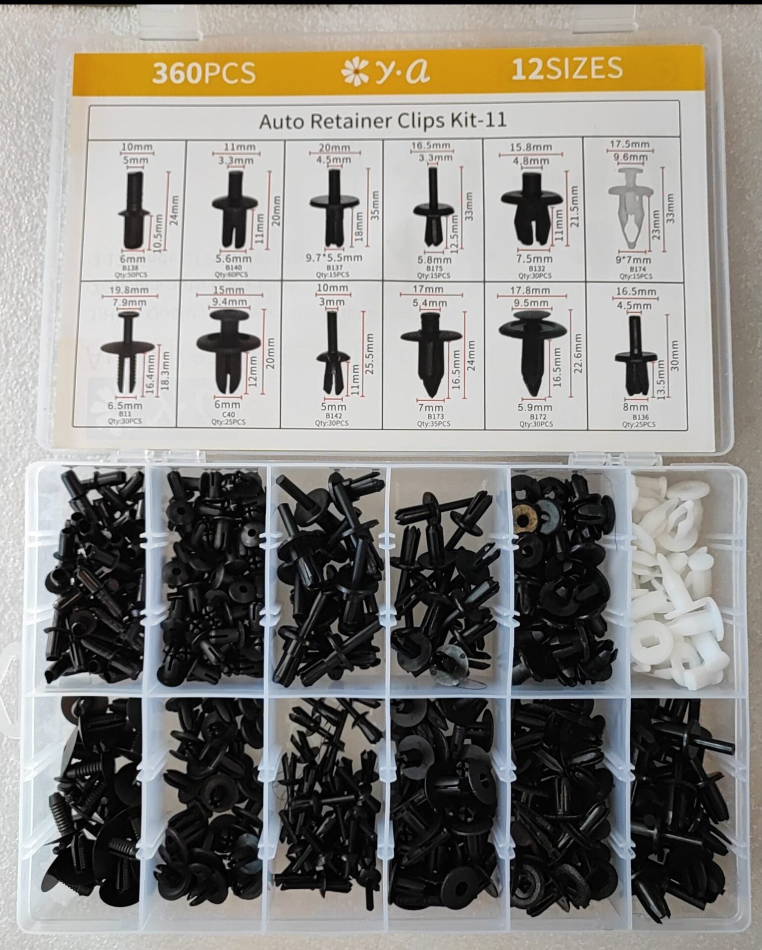 360pcs 12 Types Plastic Car Body Push Pin Fastener Clip Kit ...