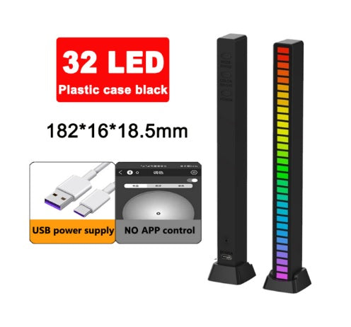 USB 32RGB LED Music Sound Controlled Voice Activated light Bar ...