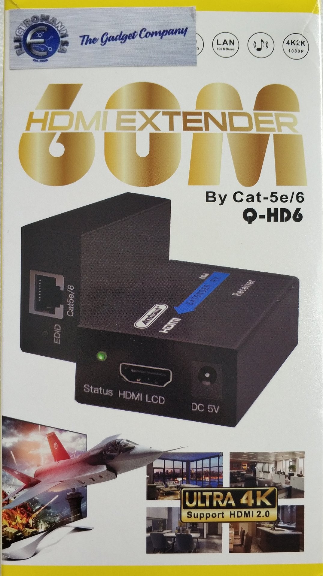 Andowl Q-HD6 60m HDMI Over CAT5e/CAT6 Extender - Extend HDMI Signals u ...