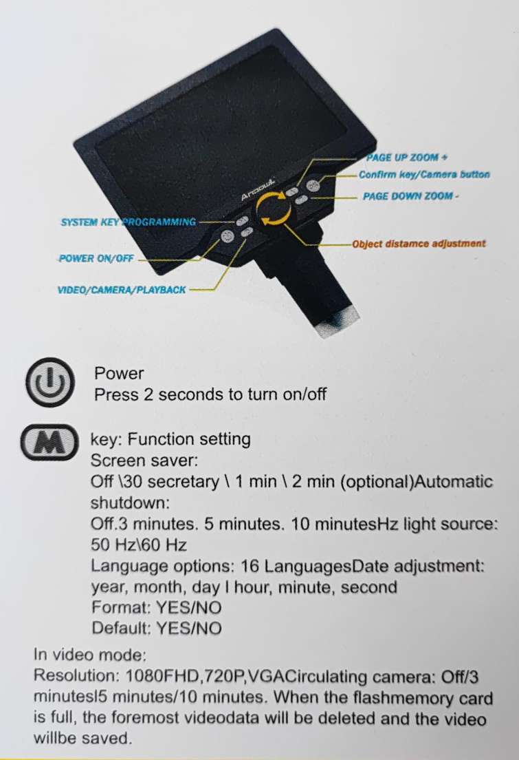 ANDOWL Q-XW50 1000x Portable Rechargeable Digital Microscope ...