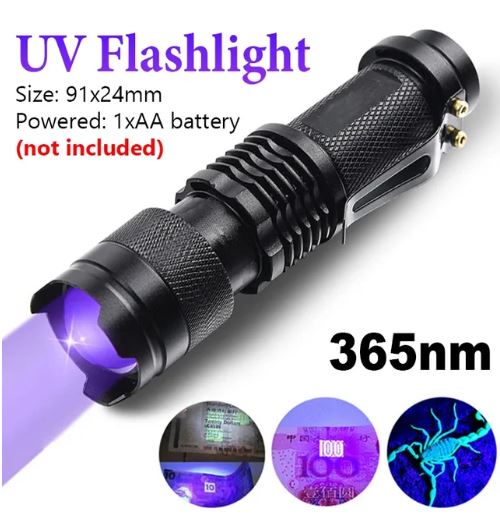 Ultraviolet Mini 365nm LED Flashlight for Versatile Applications (1000 ...