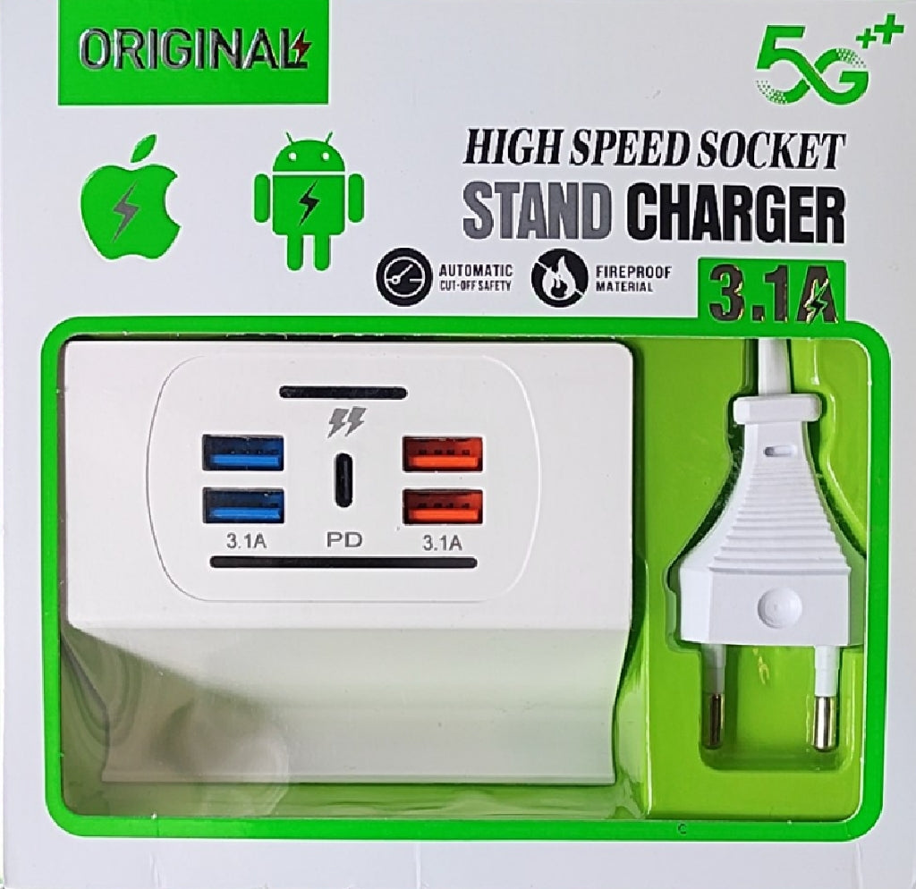 ORIGINAL 5Port 3.1Amp USB 3.0 + PD Power Socket Hub – Electromann SA