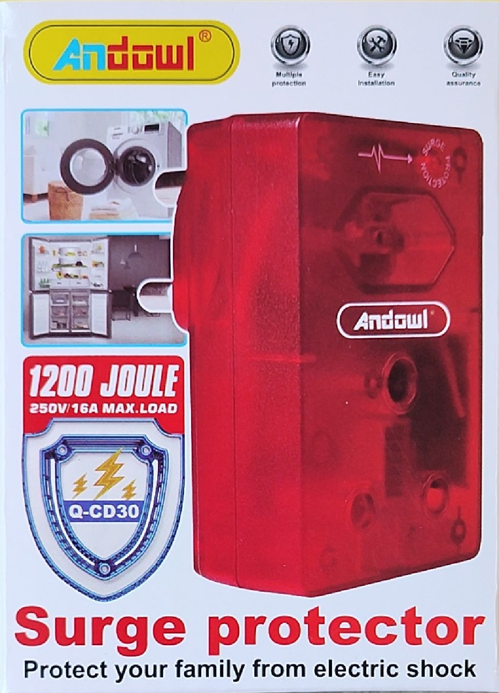 ANDOWL Q-CD30 1200Joule 6Kv Surge Protector Plug – Electromann SA