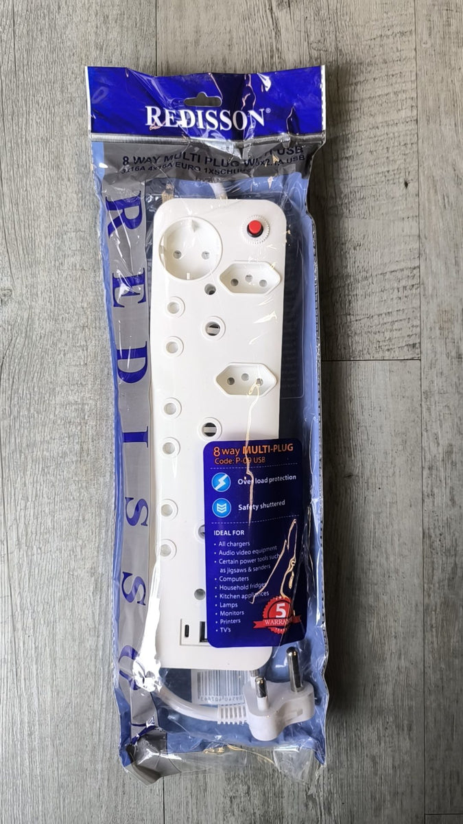 REDISSON 8 Way 3x16Amp 4x16Amp Euro 1x Schuko 3x 2.1A USB Port 220v ...