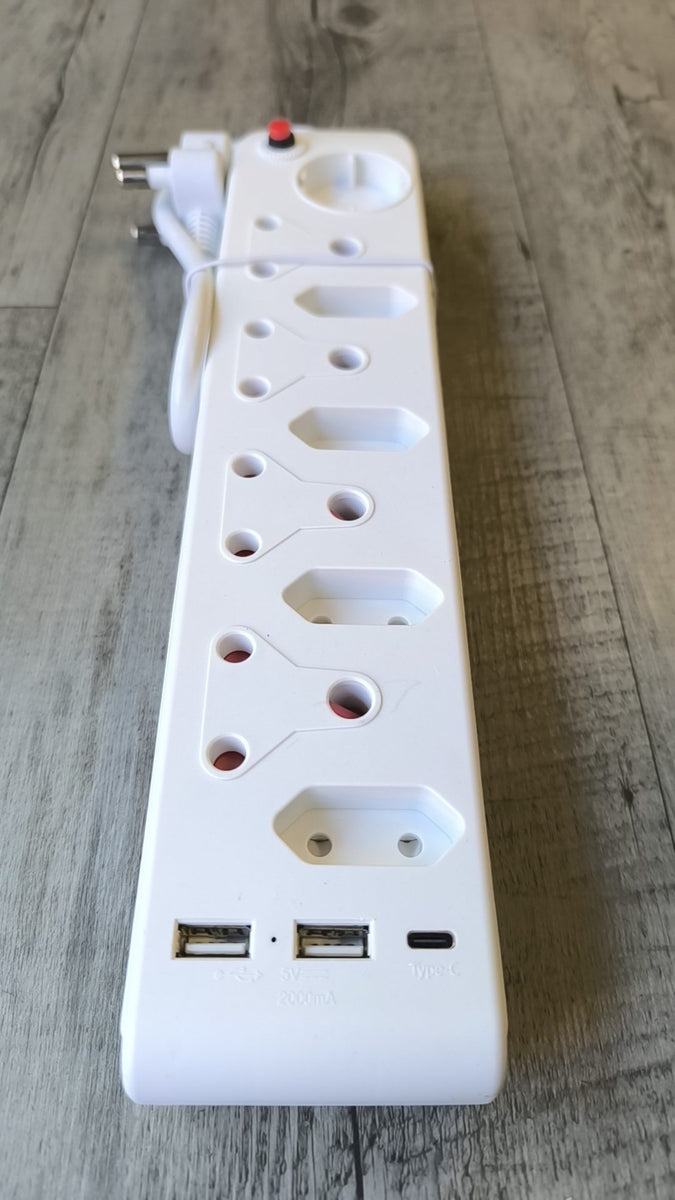 REDISSON 9 Way 4x16Amp 4x5Amp 220v + 2x 2.1Amp USB Port + 1 x Type-C ...