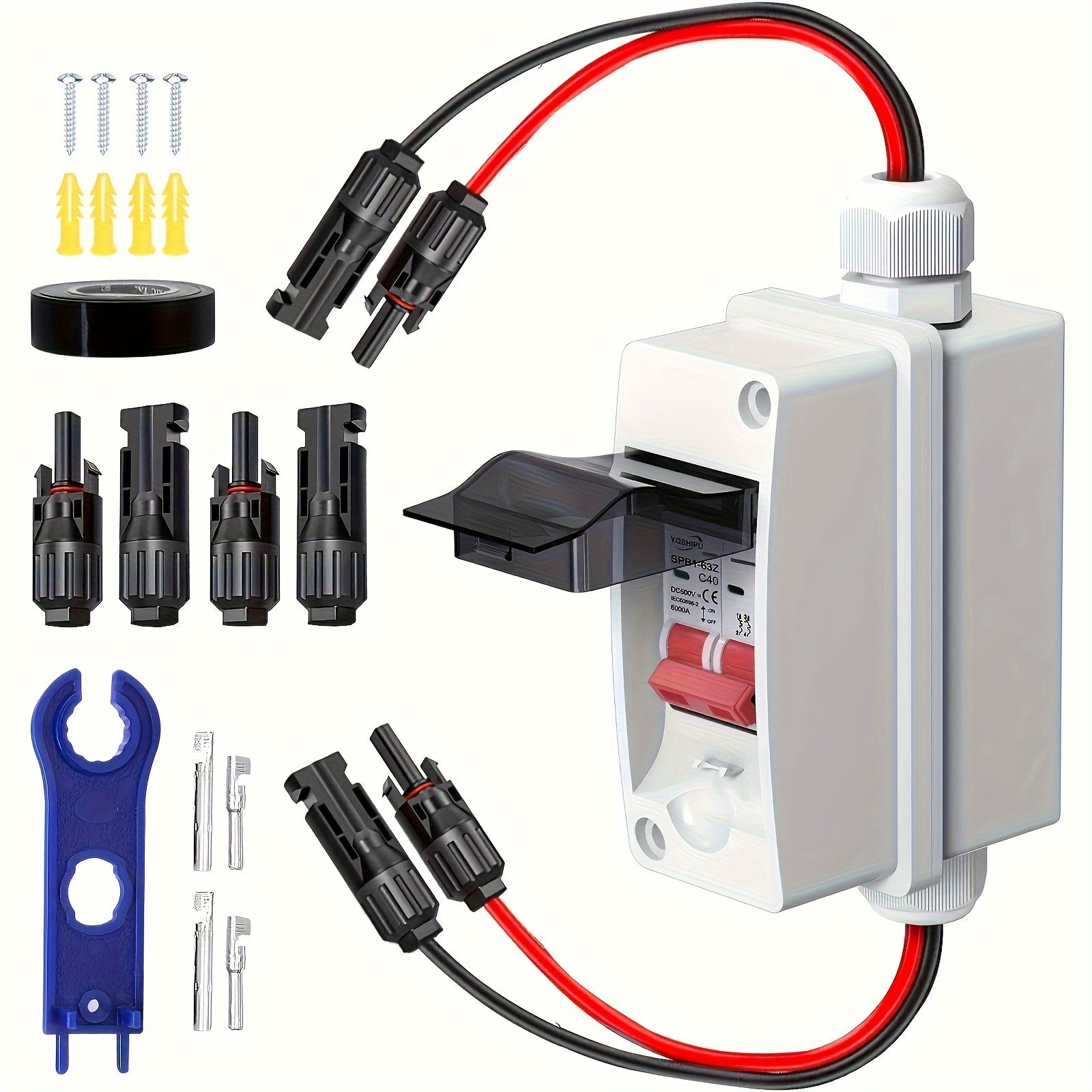 500V DC Photovoltaic Circuit Breaker, 2-Pin Solar Power Supply with Ca ...