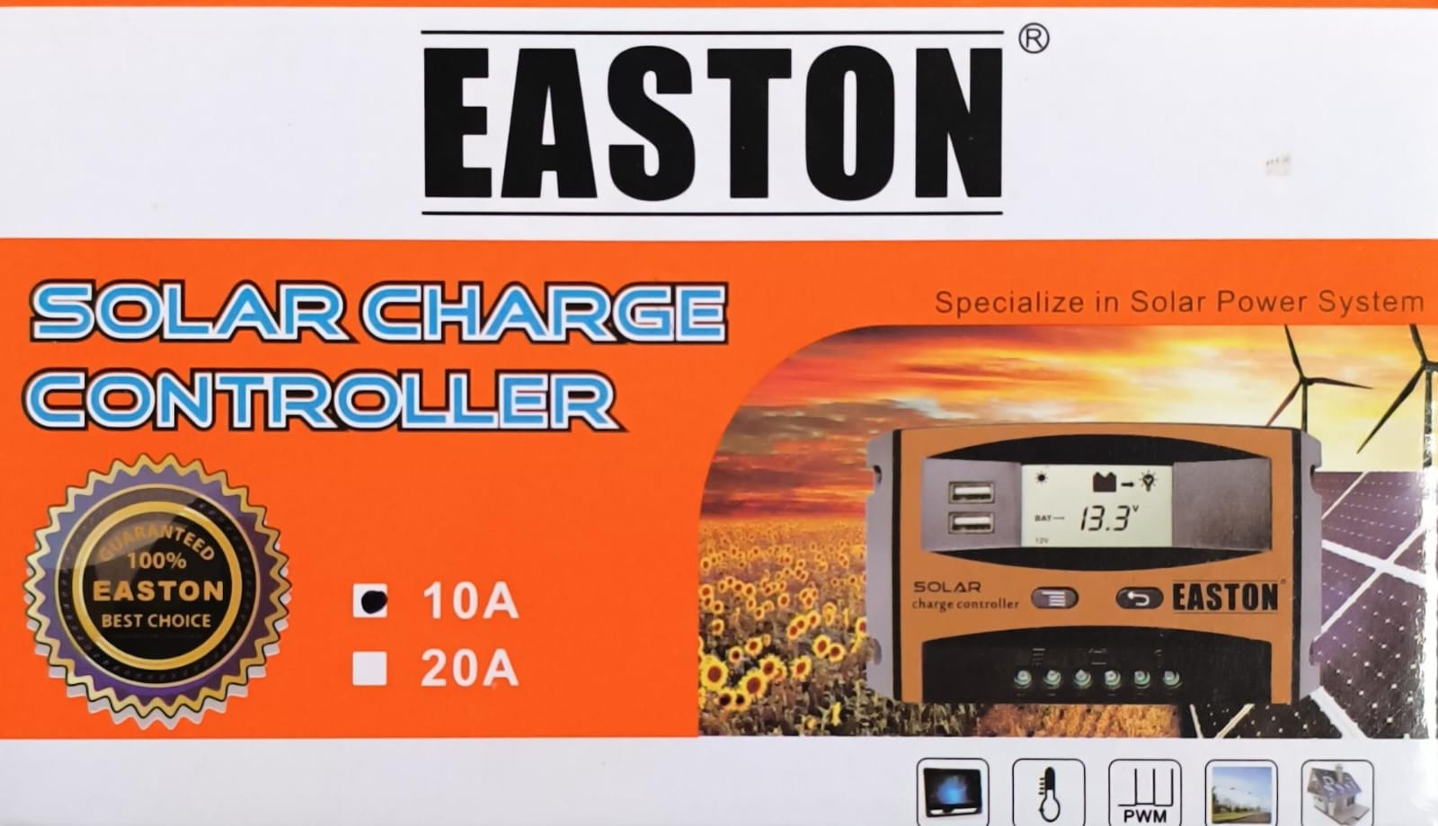 EASTON 10A 12v/24v Solar Charge Controller – Electromann SA