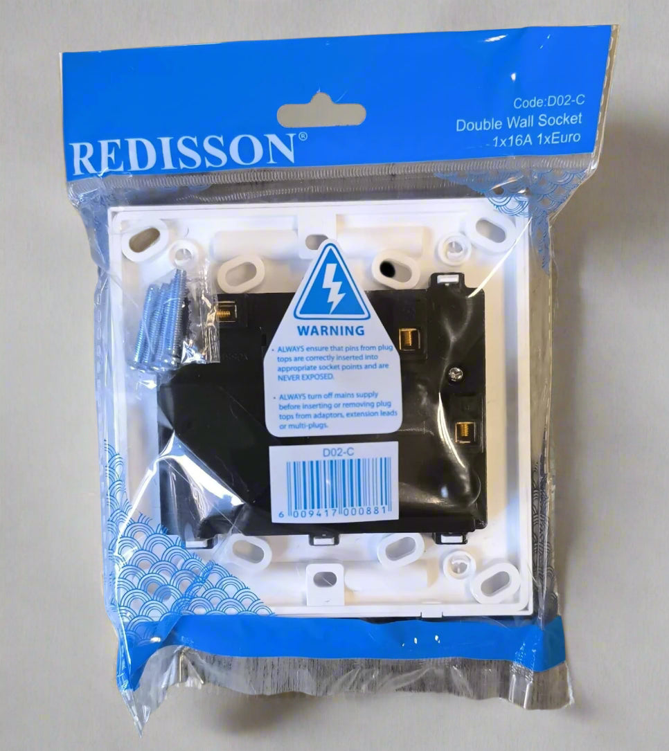 Redisson 4x4 16Amp Single 3Pin Socket + Single Euro 3Pin Socket ...